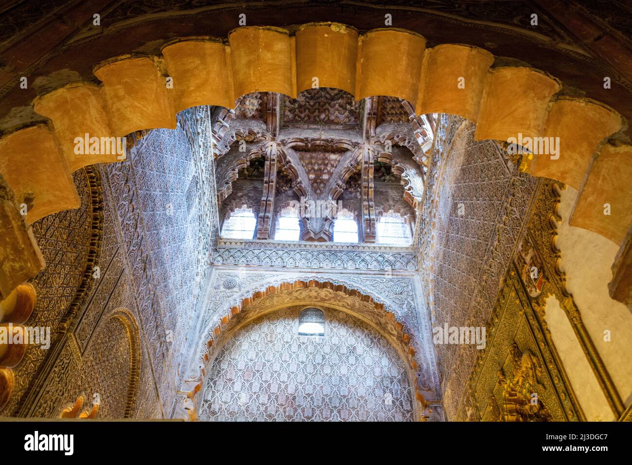 Medieval moorish architecture, colorful achways with columns in old ...