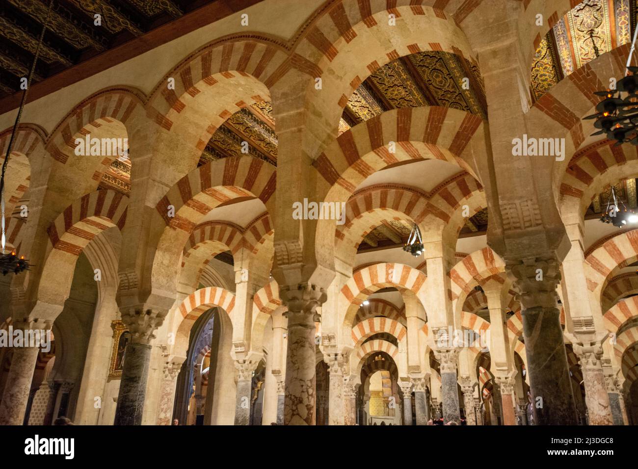 Medieval moorish architecture, colorful achways with columns in old ...