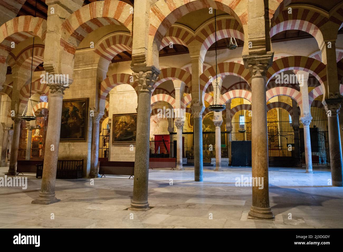 Medieval moorish architecture, colorful achways with columns in old ...