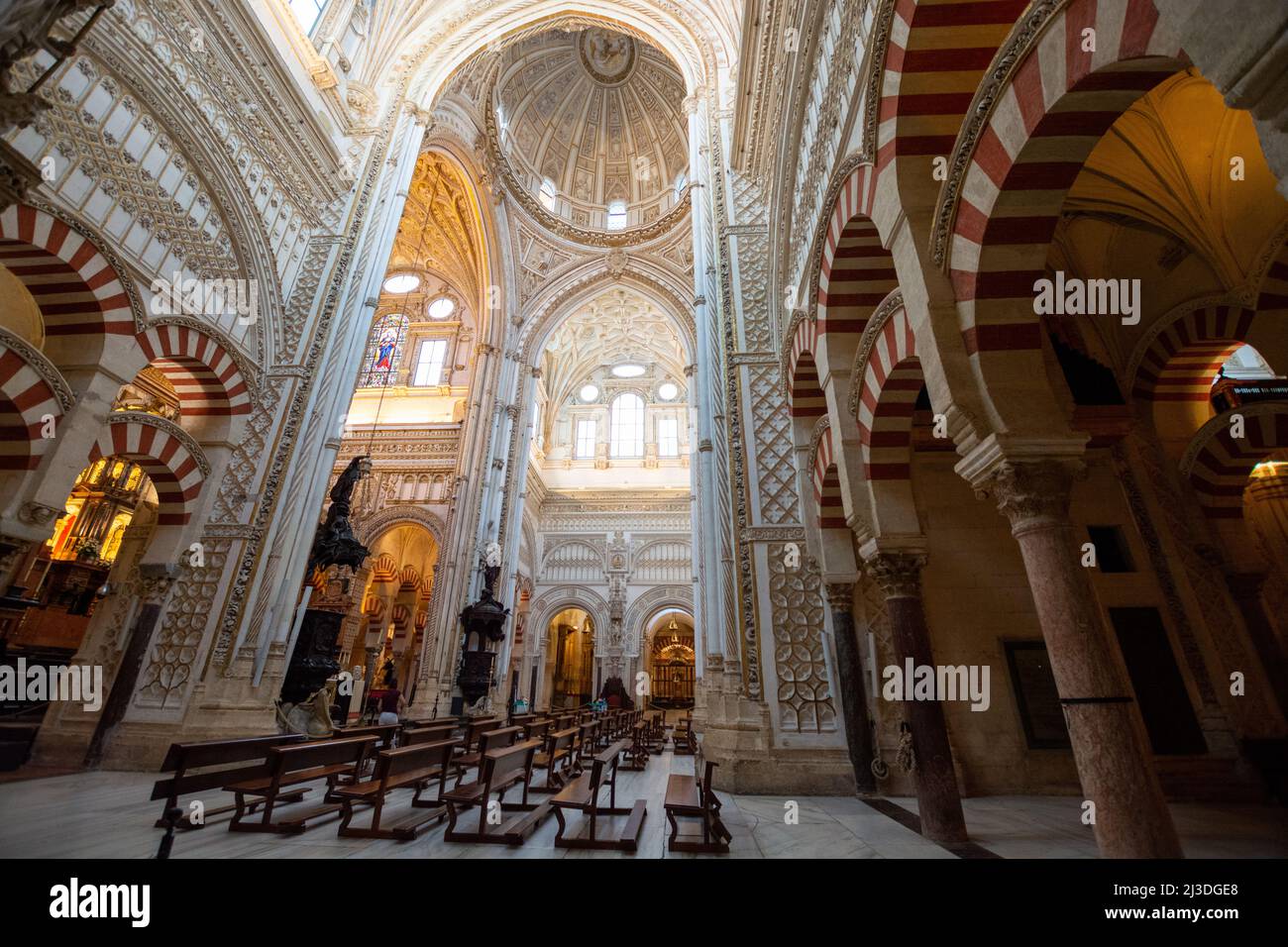 Medieval moorish architecture, colorful achways with columns in old ...