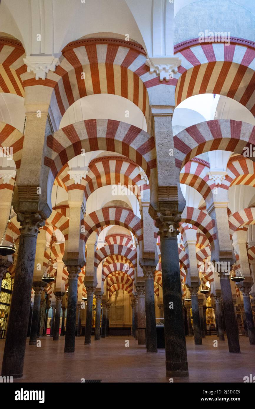 Medieval moorish architecture, colorful achways with columns in old ...