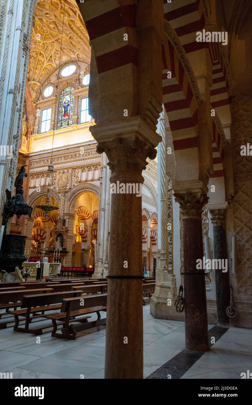 Medieval moorish architecture, colorful achways with columns in old ...