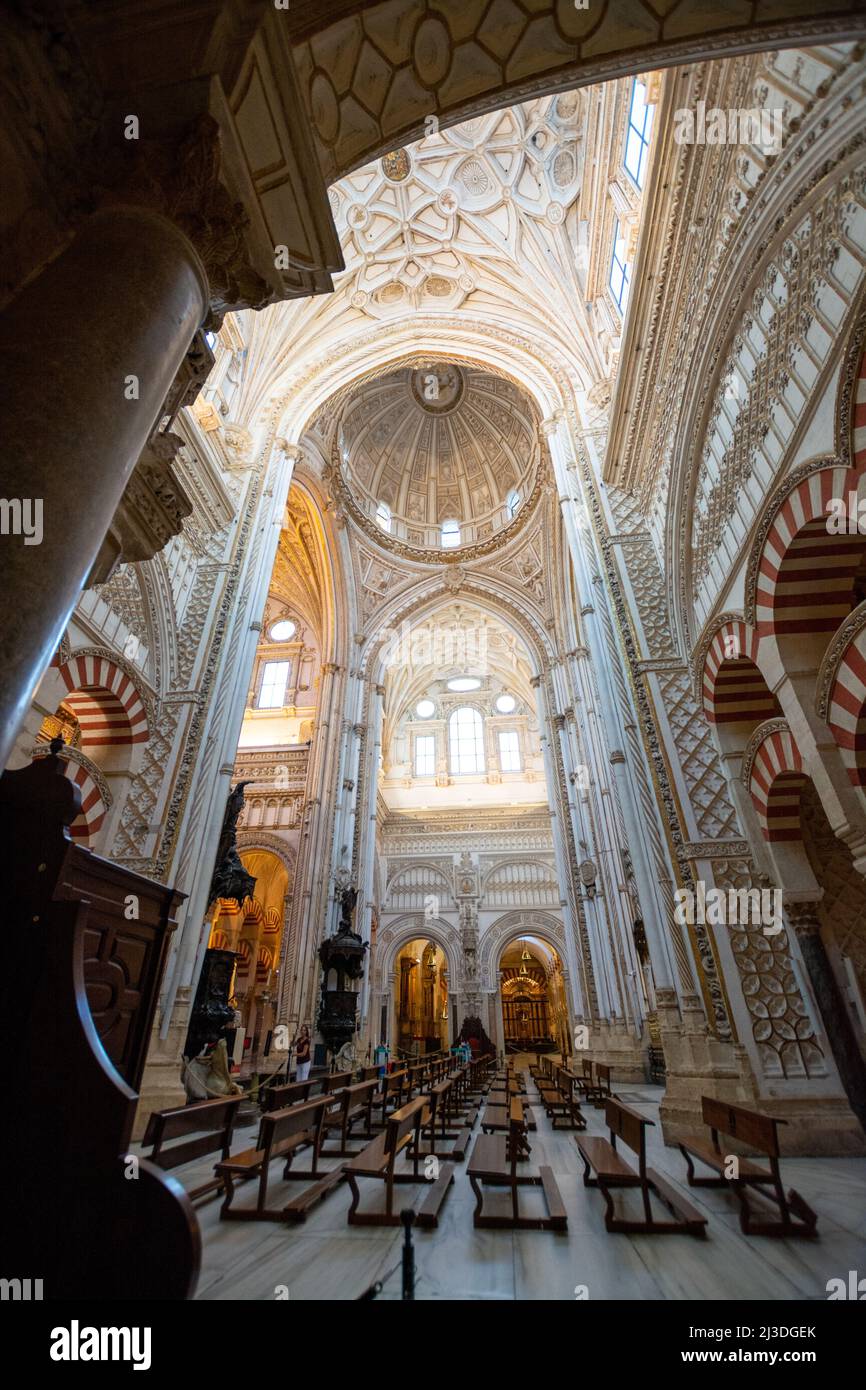 Medieval moorish architecture, colorful achways with columns in old ...