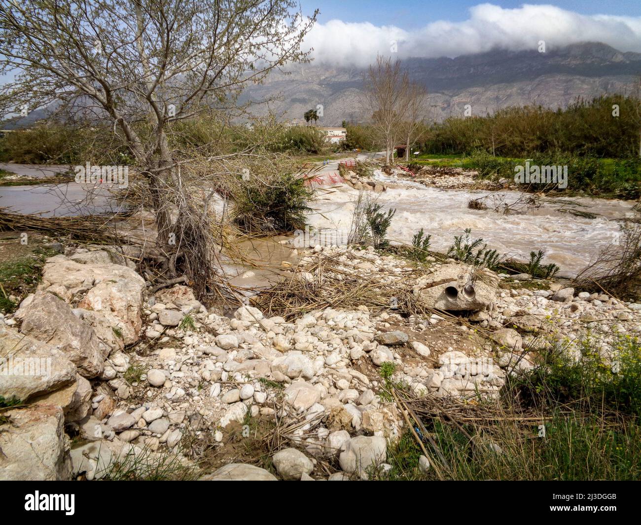 Global warming?, aftermath of flooding along the Algar river at Altea ...