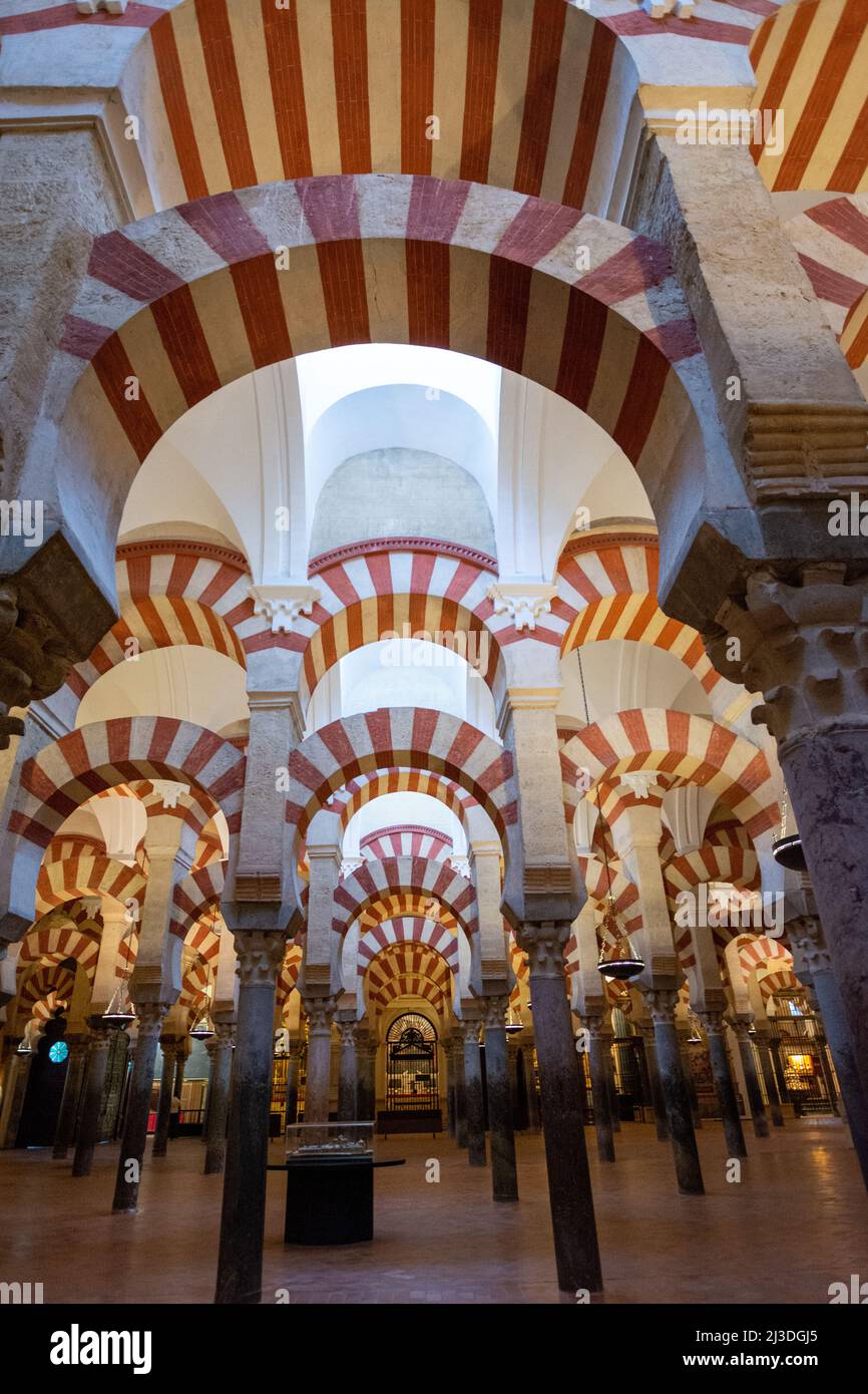 Medieval moorish architecture, colorful achways with columns in old ...