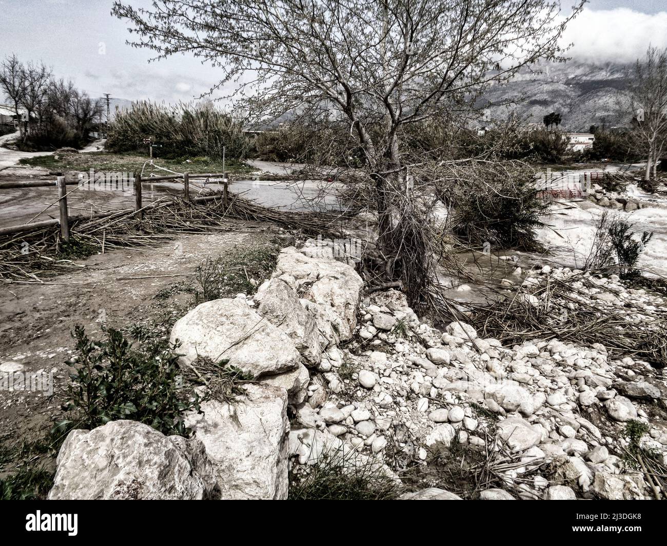 Global warming?, aftermath of flooding along the Algar river at Altea ...