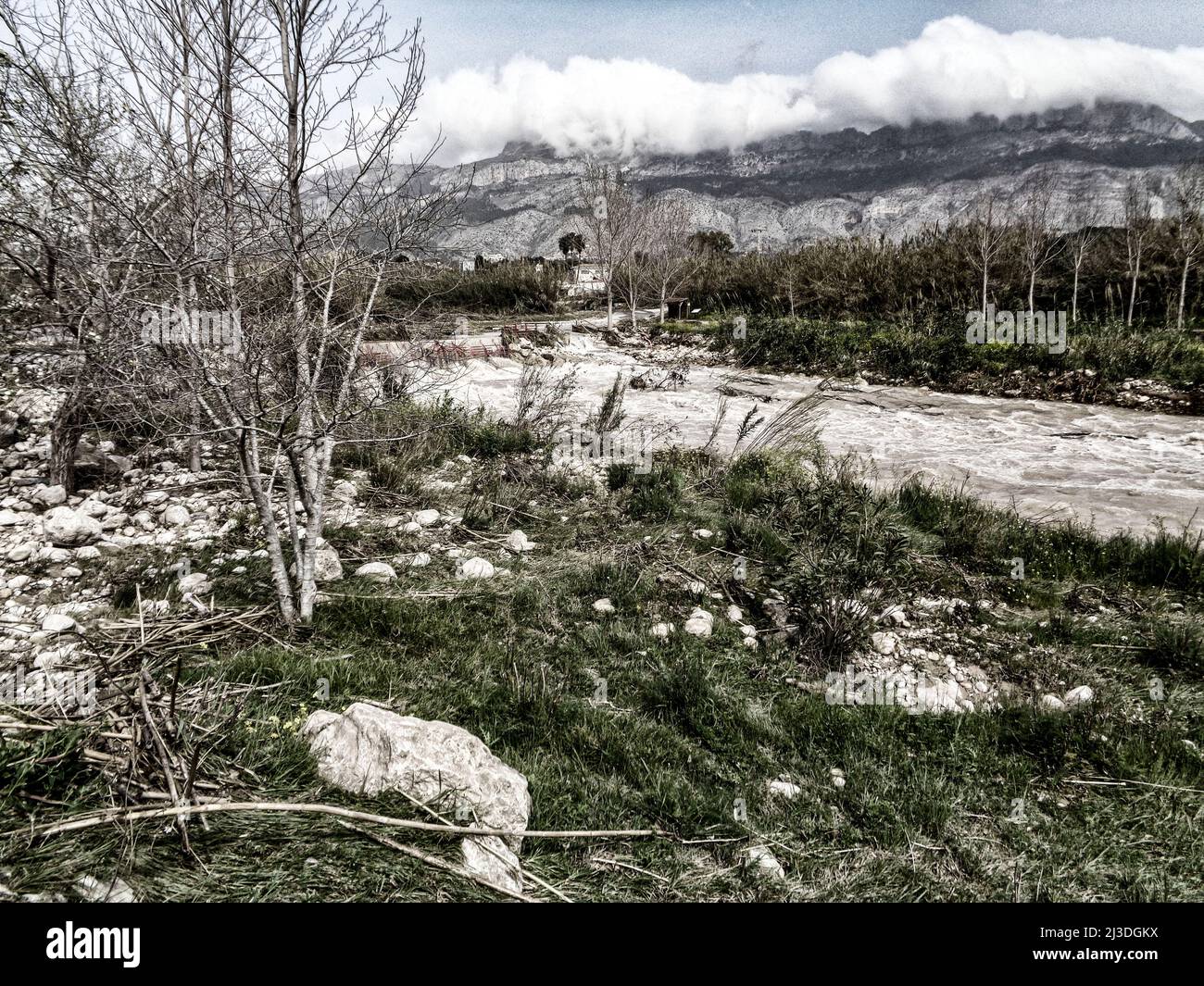 Global warming?, aftermath of flooding along the Algar river at Altea ...