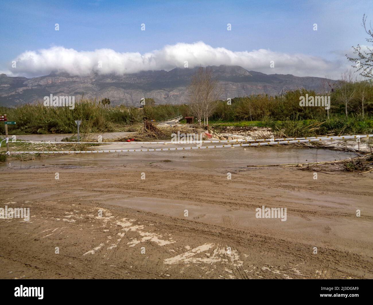 Global warming?, aftermath of flooding along the Algar river at Altea ...