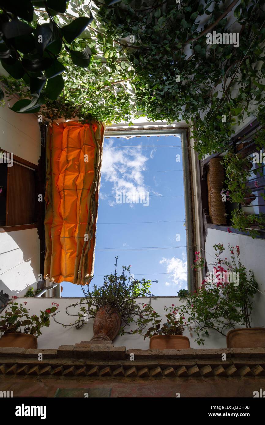 View on old part of Cordoba, San Basilio quarter with white houses and ...