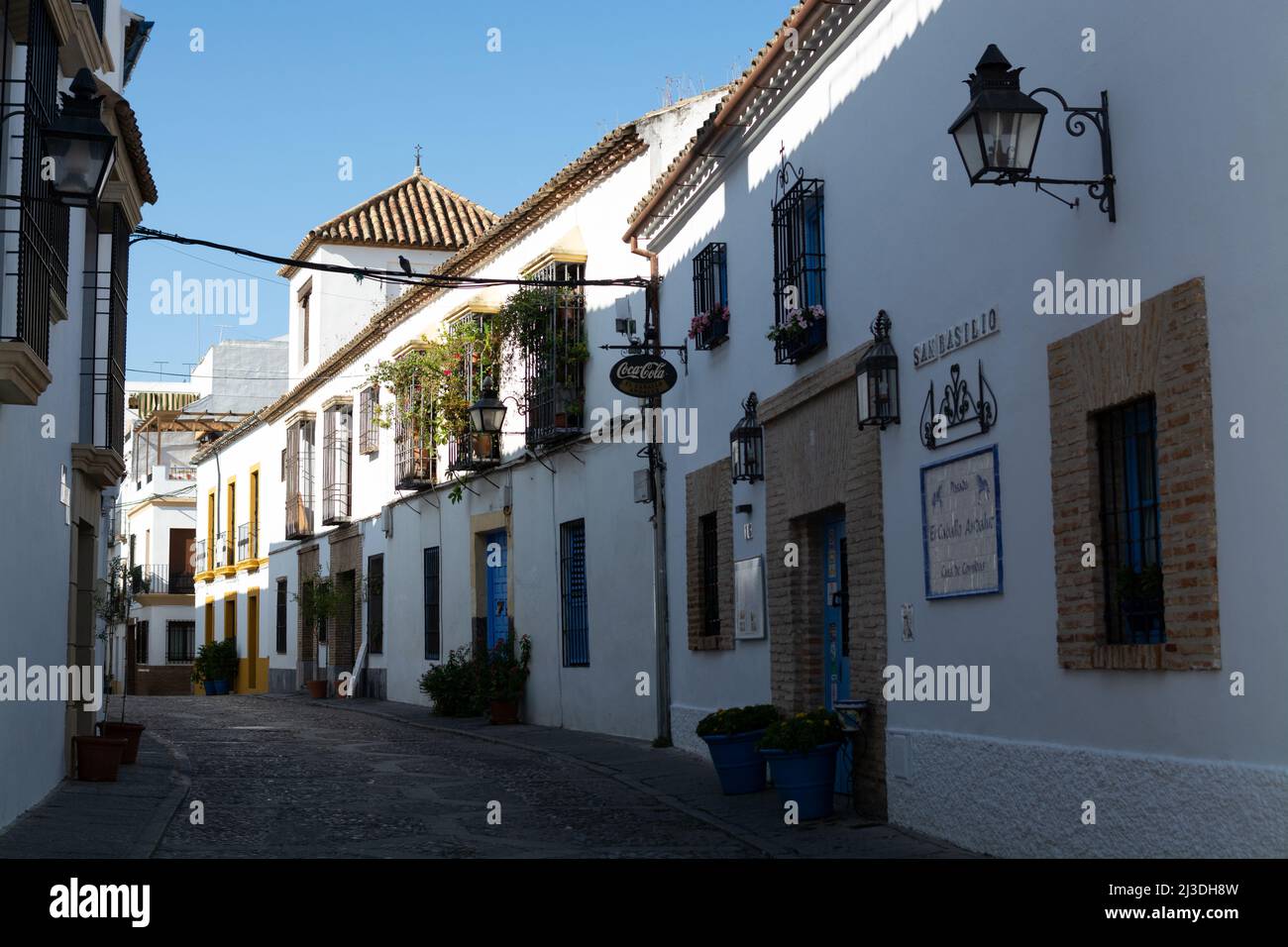 View on old part of Cordoba, San Basilio quarter with white houses and ...