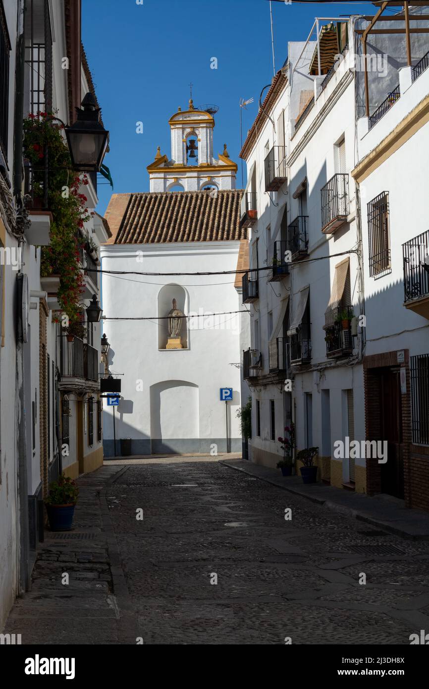 View on old part of Cordoba, San Basilio quarter with white houses and ...