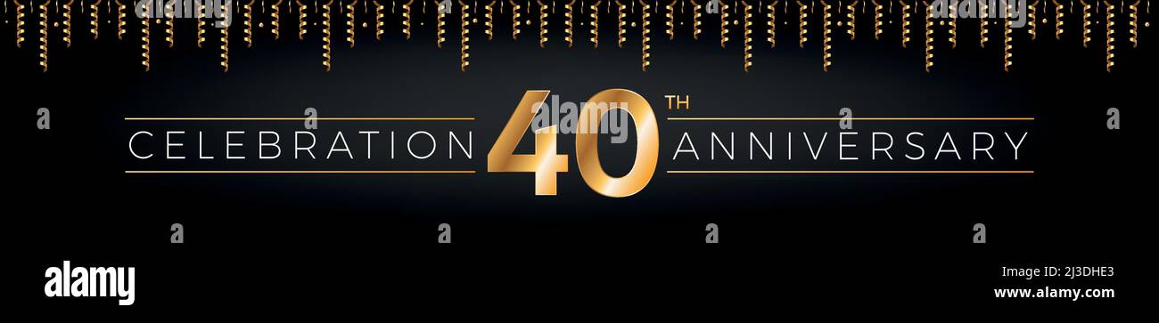 40th anniversary. Forty years birthday celebration horizontal banner ...