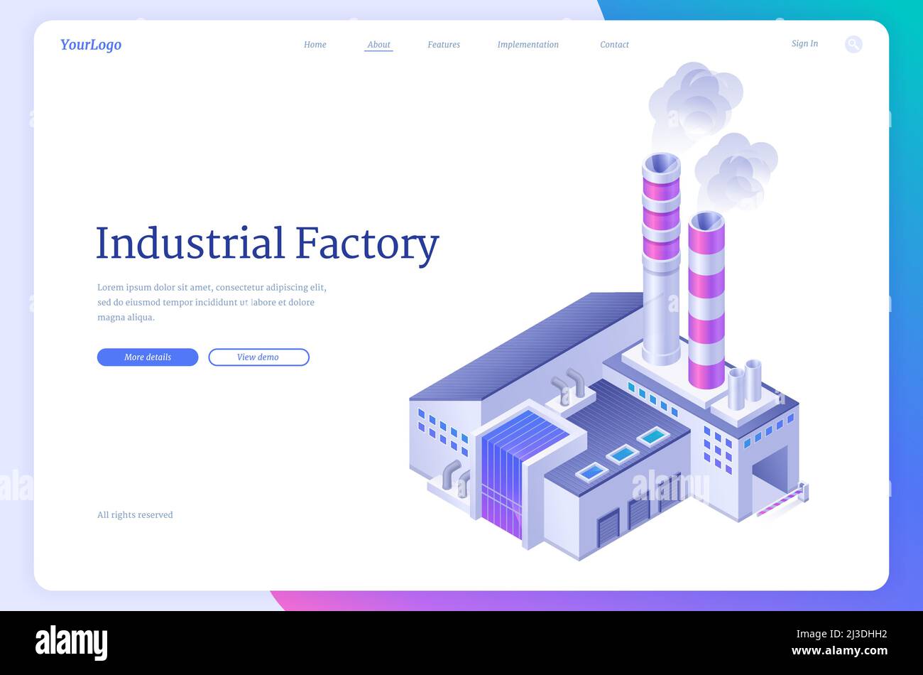 Industrial factory banner. Power station, manufacturing facility or ...