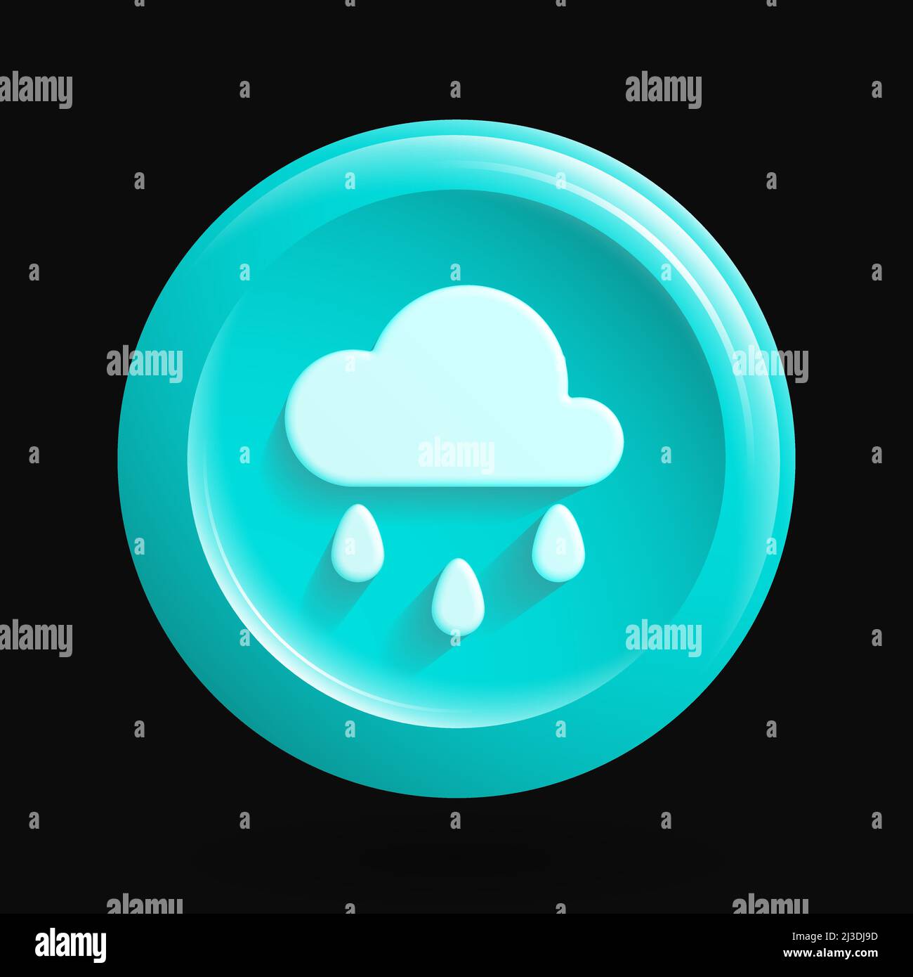 Blue Weather Forecast Icon. Isolated 3D Round Button. Vector ...
