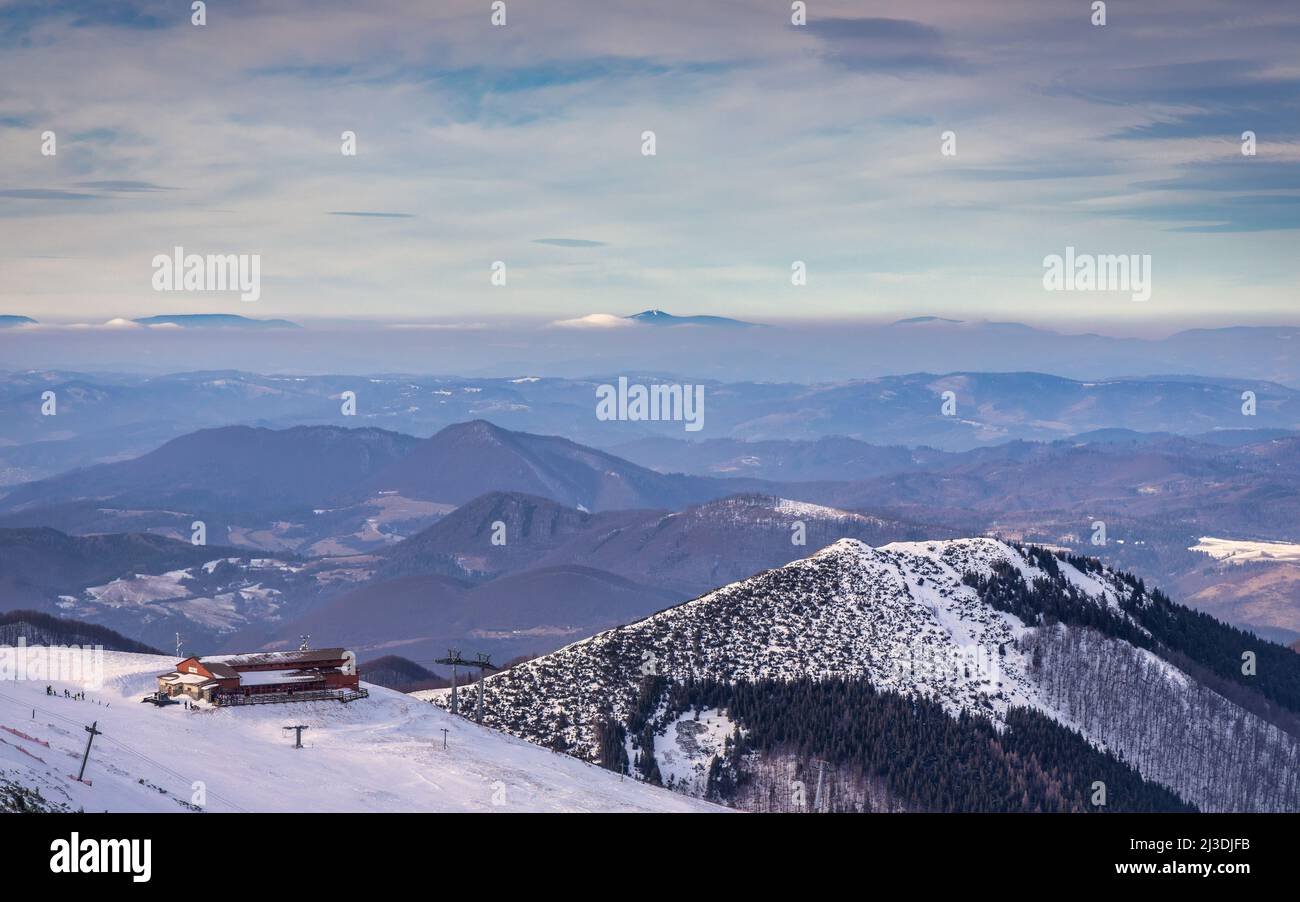Landscape of winter snowy mountains. The Mala Fatra national park in ...