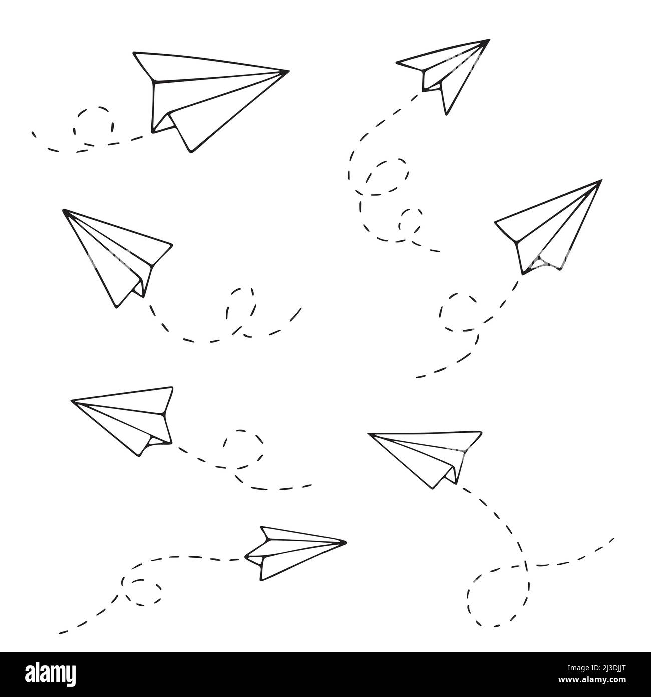 Set od hand drawn vector doodle paper airplane. Cartoon illustration ...
