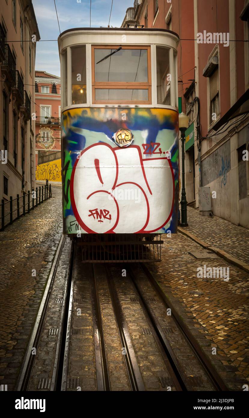 Editorial Lisbon, Portugal - March 21, 2022: The Gloria Funicular, aka ...
