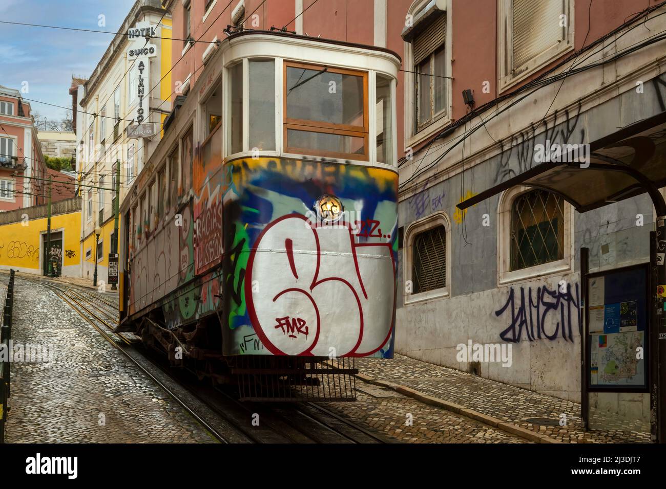 Editorial Lisbon, Portugal - March 21, 2022: The Gloria Funicular, aka ...