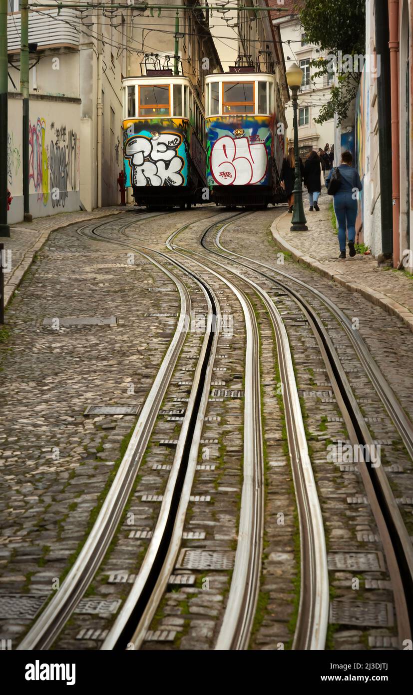 Editorial Lisbon, Portugal - March 21, 2022: The Gloria Funicular, aka ...