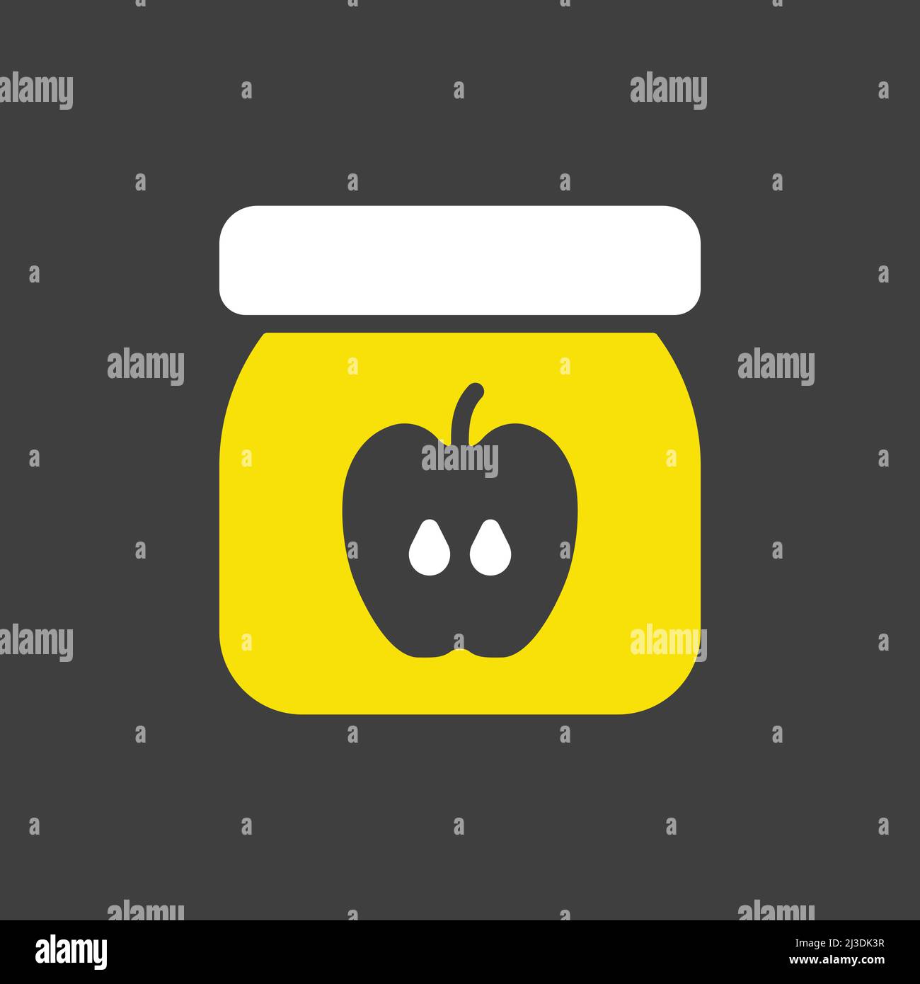 Jar of baby food with apple puree vector glyph icon. Graph symbol for ...