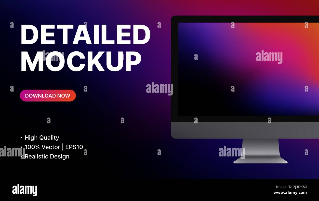 Detailed Computer Mockup. Realistic Device Front View with blank Screen ...