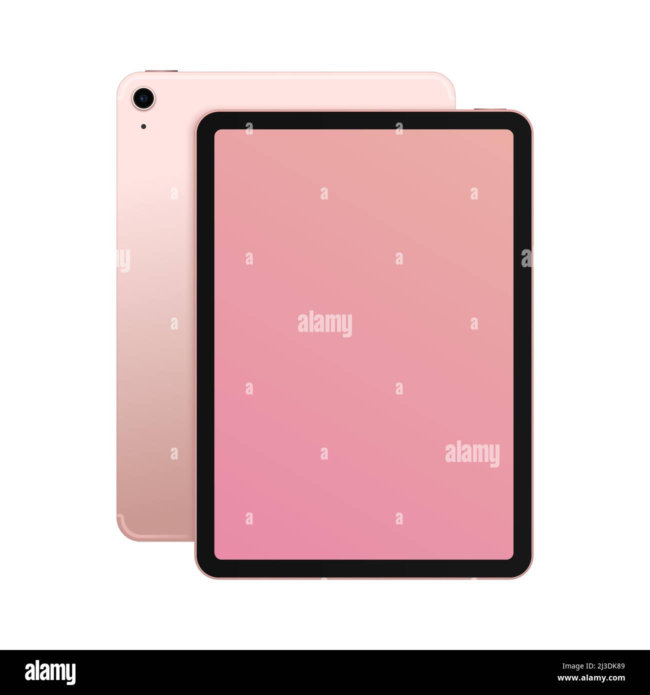 Pink Tablet Mockup. Front and Back View. Isolated Device on White ...