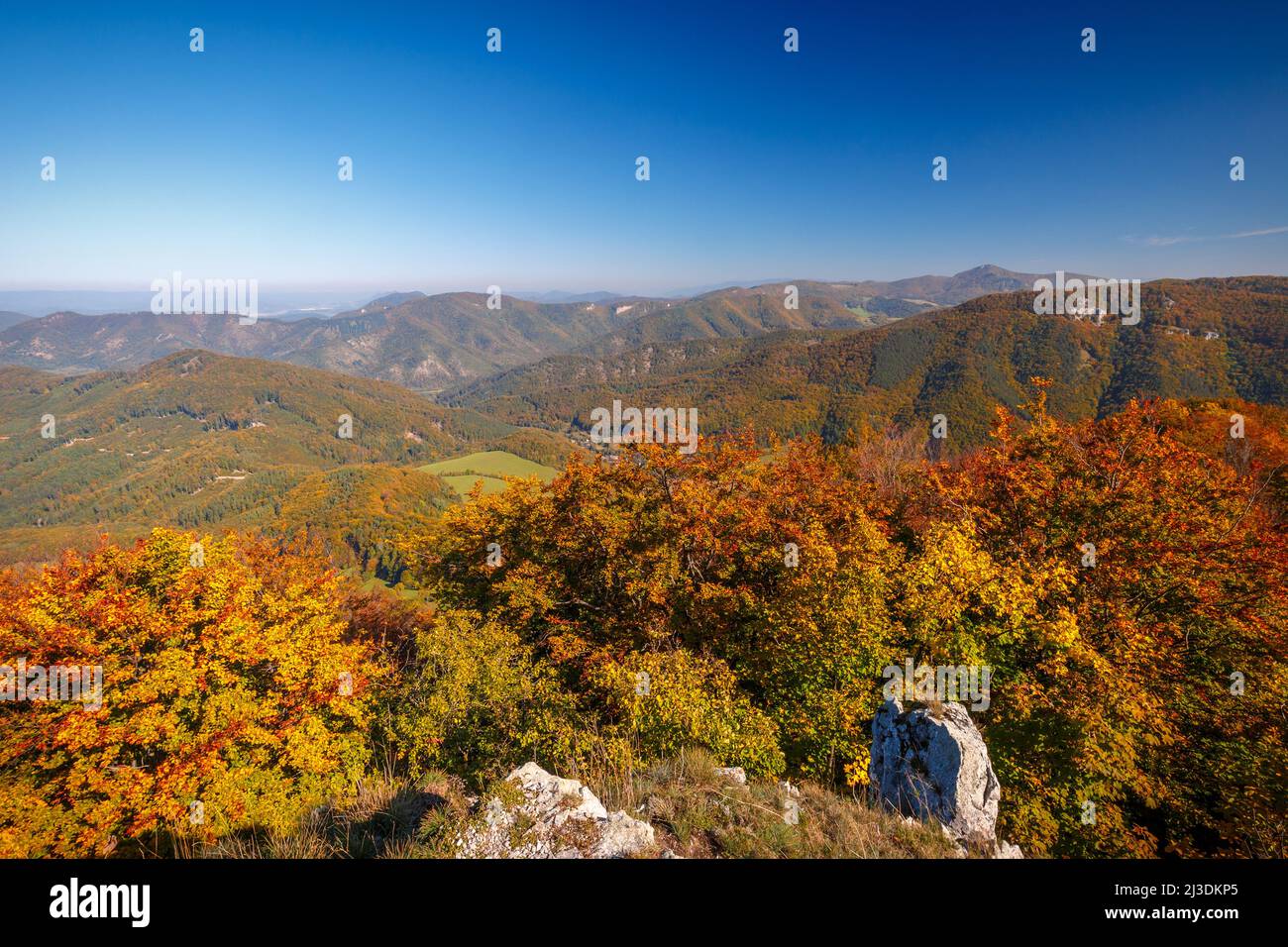 View from the top of The Vapec hill in The Strazov Mountains in ...