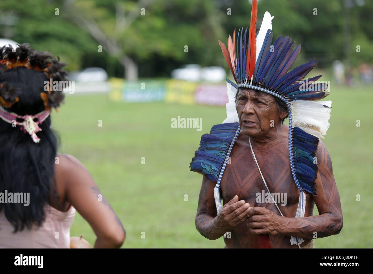 salvador, bahia, brazil - may 29, 2017: Indians from various indigenous ...