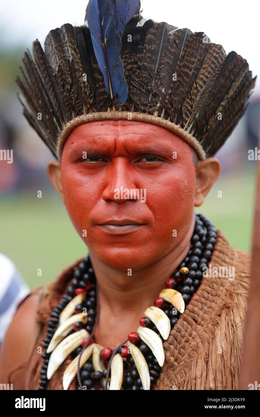 salvador, bahia, brazil - may 29, 2017: Indians from various indigenous ...