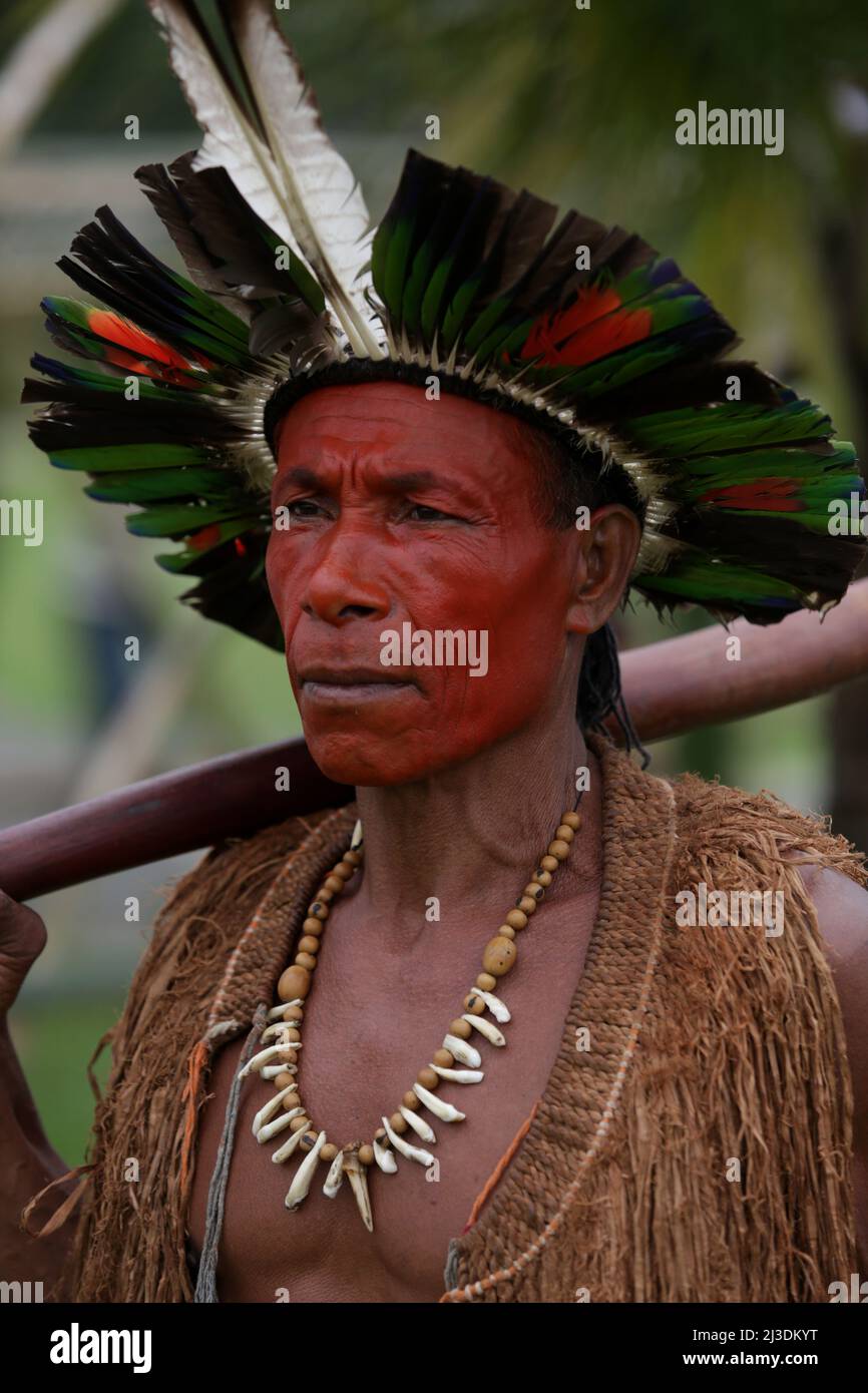 salvador, bahia, brazil - may 29, 2017: Indians from various indigenous ...
