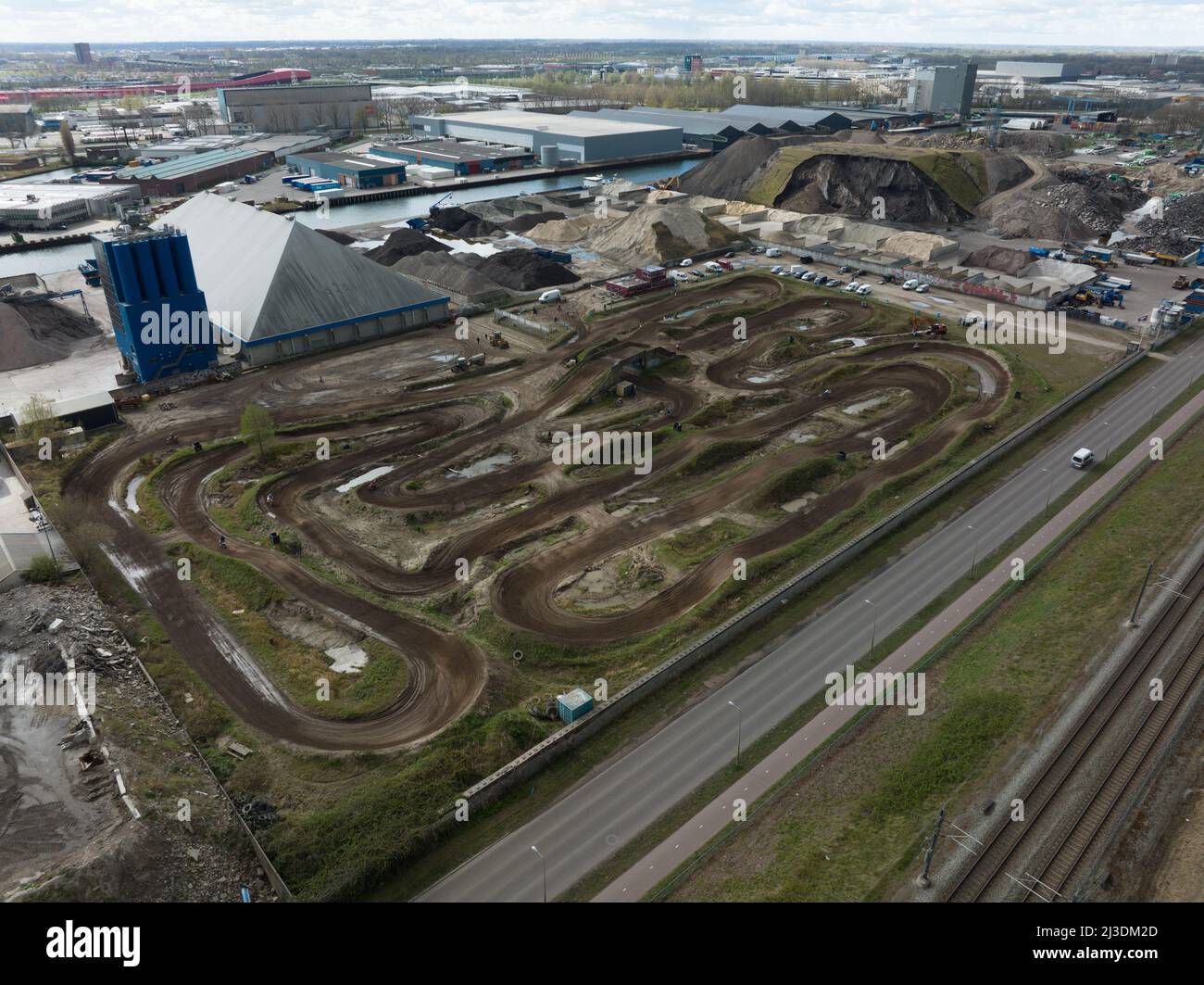 Motorcross racing dirt track. Offroad race course for motorcycle ...