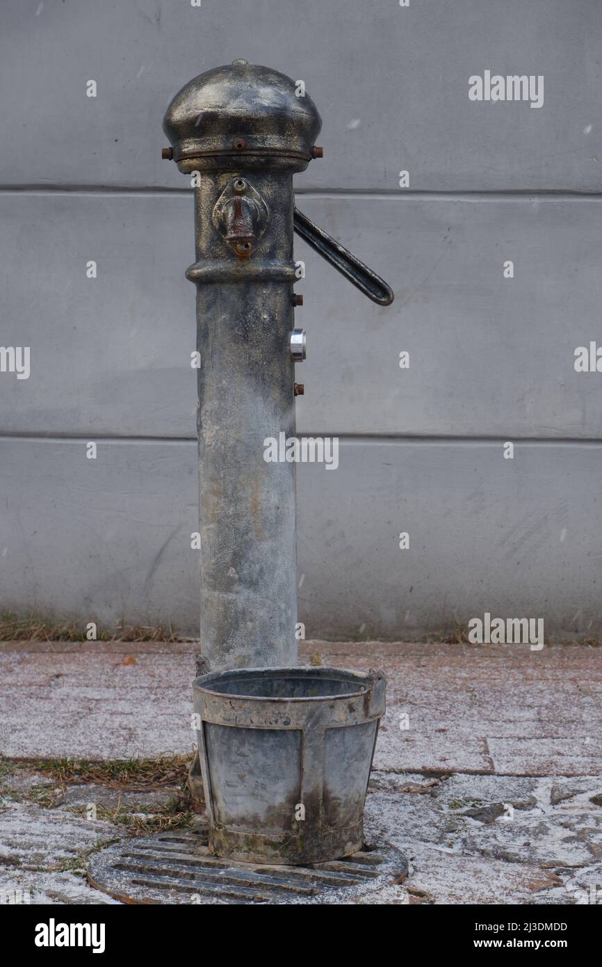Steampunk-style water pump with valves and pressure gauges Stock Photo ...