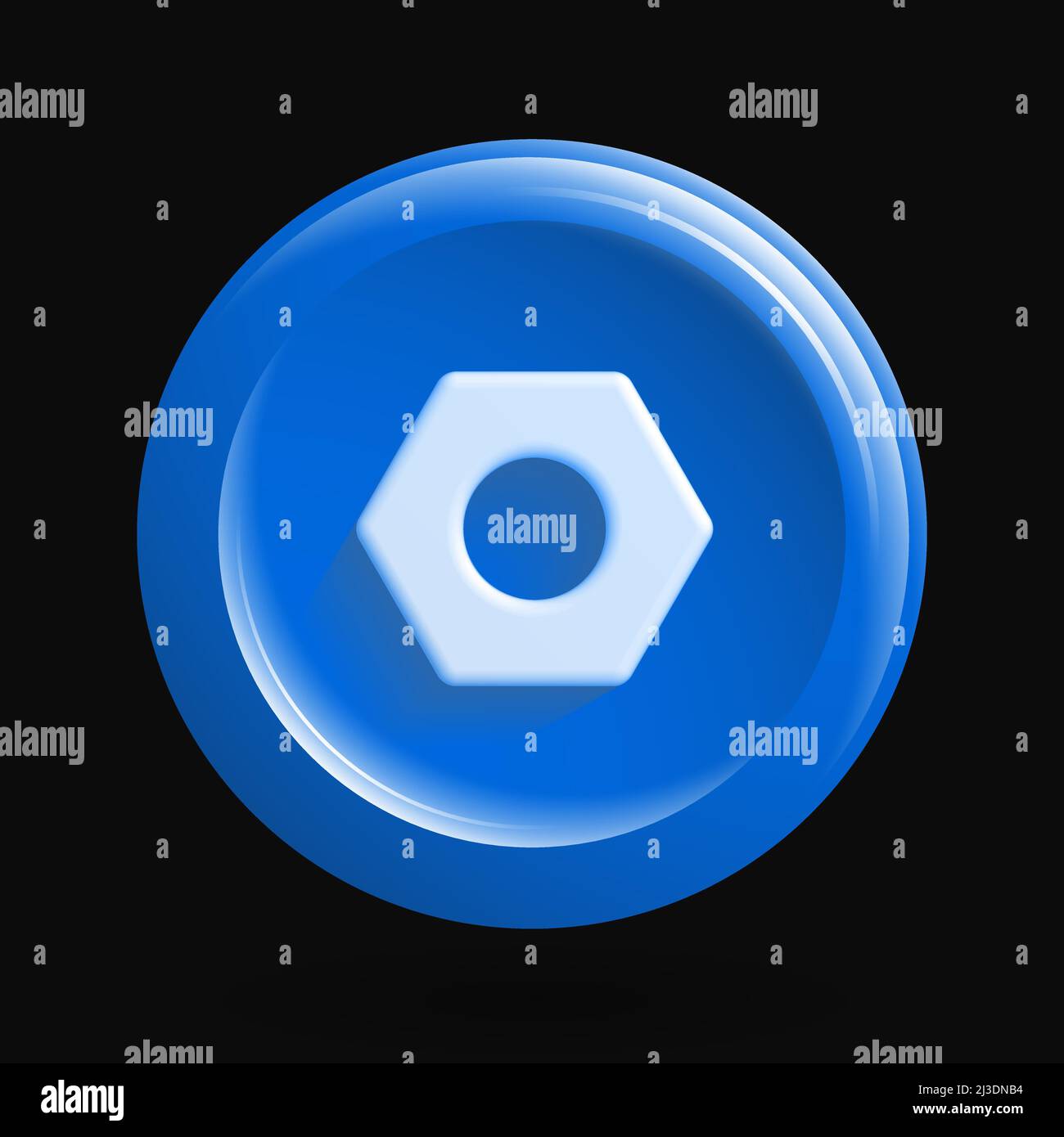 Blue Settings Icon. 3D Design for Isolated Button. Vector illustration ...