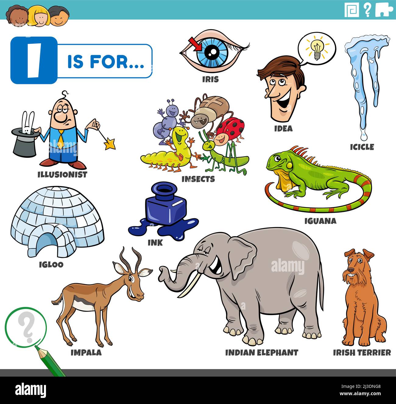 educational cartoon illustration for children with comic characters and ...