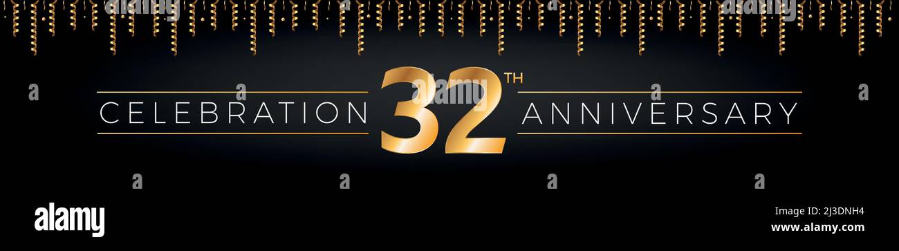 32th anniversary. Thirty-two years birthday celebration horizontal ...