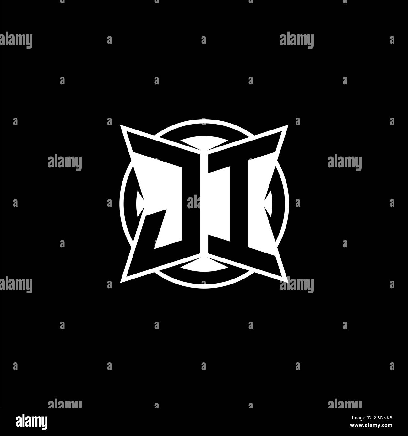 JI Monogram logo letter with simple modern shape style design. Circle ...