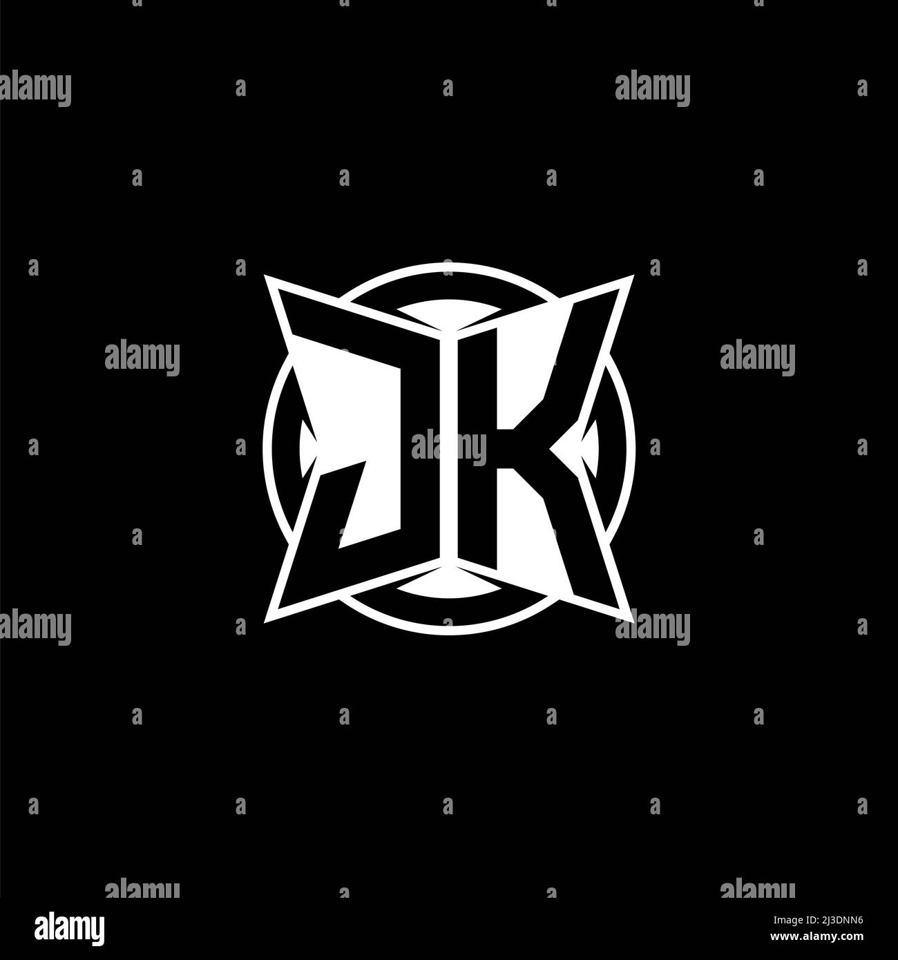 JK Monogram logo letter with simple modern shape style design. Circle ...