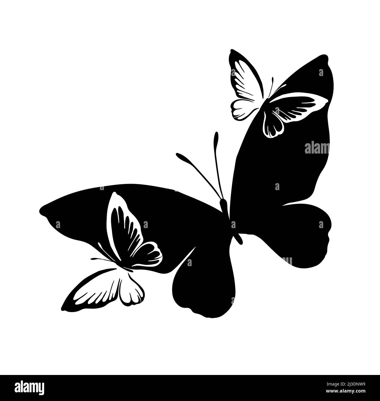 Monochrome butterflies abstraction. Vector illustration Stock Vector ...