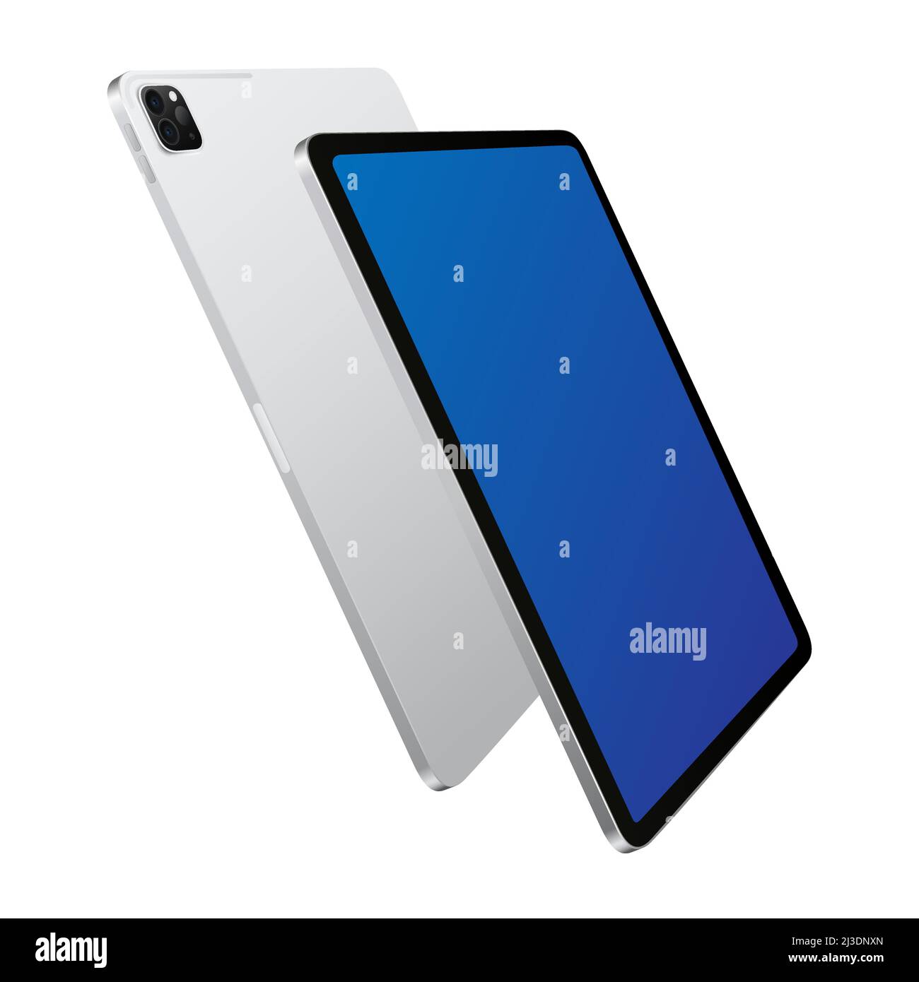 Tablet Cutout for Presentation. Diagonal Side Front and Back View ...