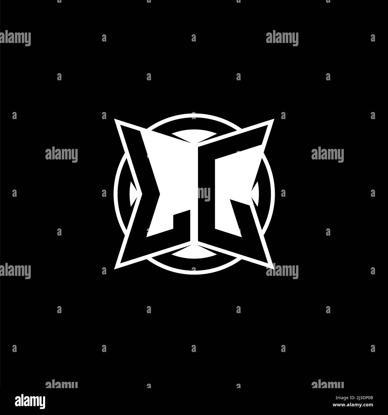 LJ Monogram logo letter with simple modern shape style design. Circle rounded monogram logo ...