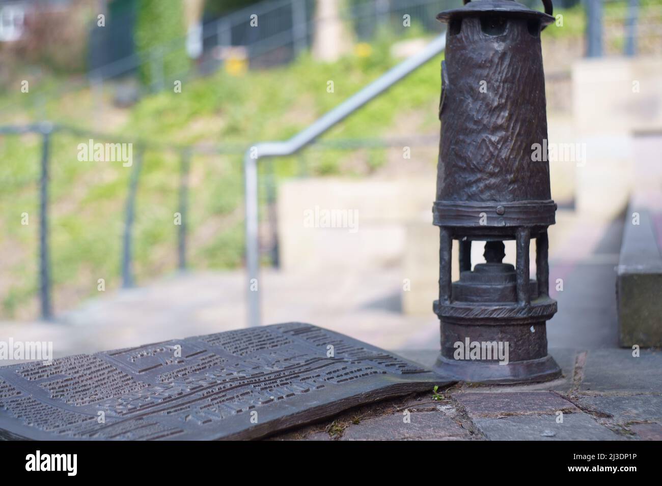 Cast iron artefacts at Worsley Delph in Salford, part of the industrial ...