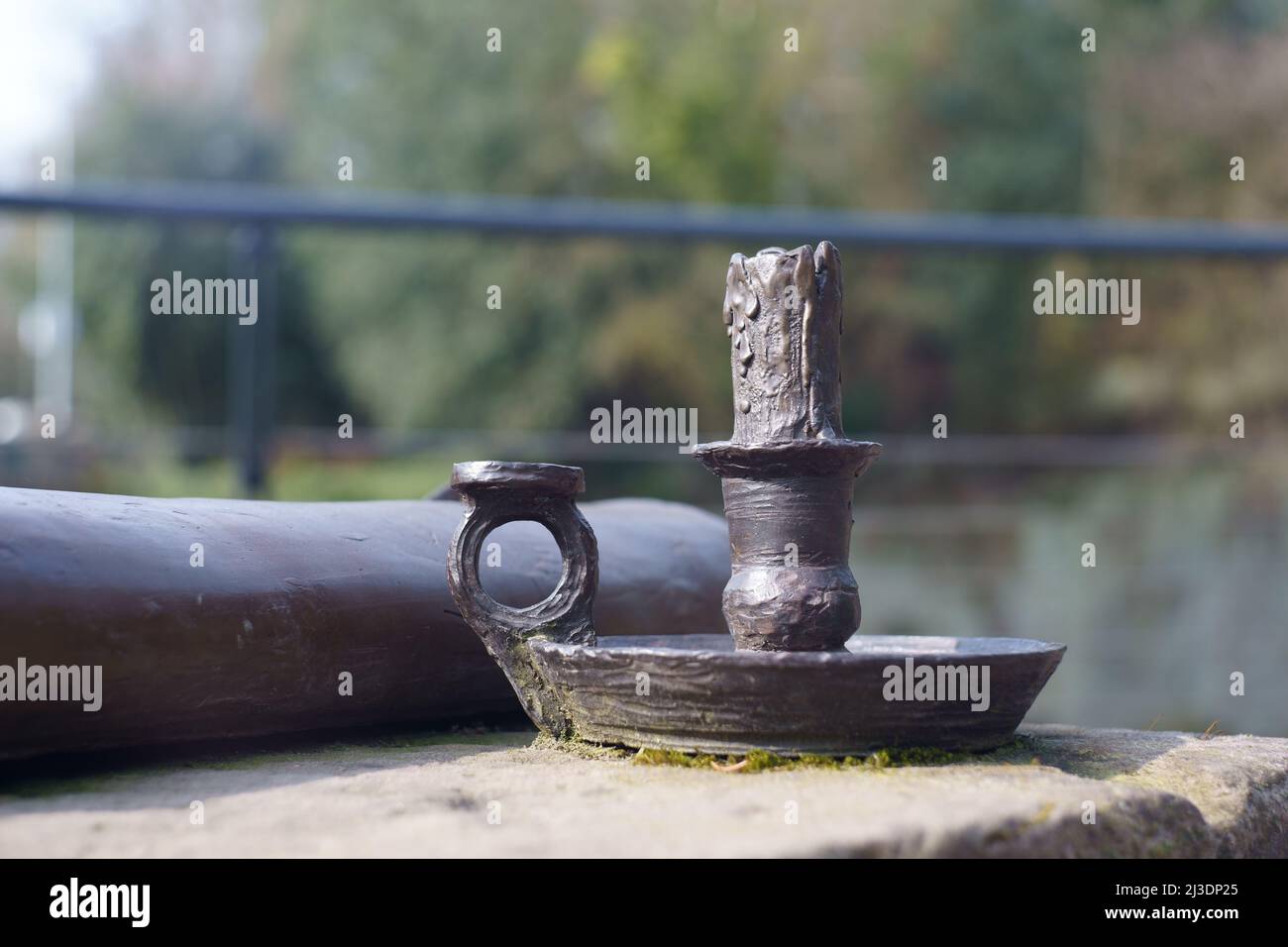 Cast iron artefacts at Worsley Delph in Salford, part of the industrial ...