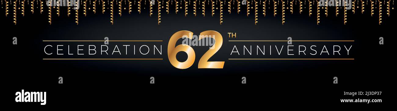 62th anniversary. Sixty-two years birthday celebration horizontal ...