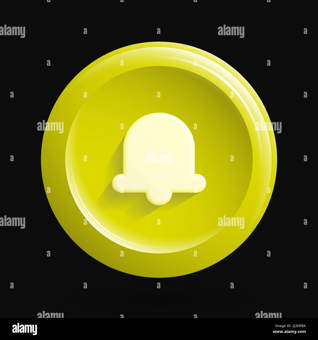 Round Alarm or Notification Icon. Yellow 3D Bell Button. Vector ...