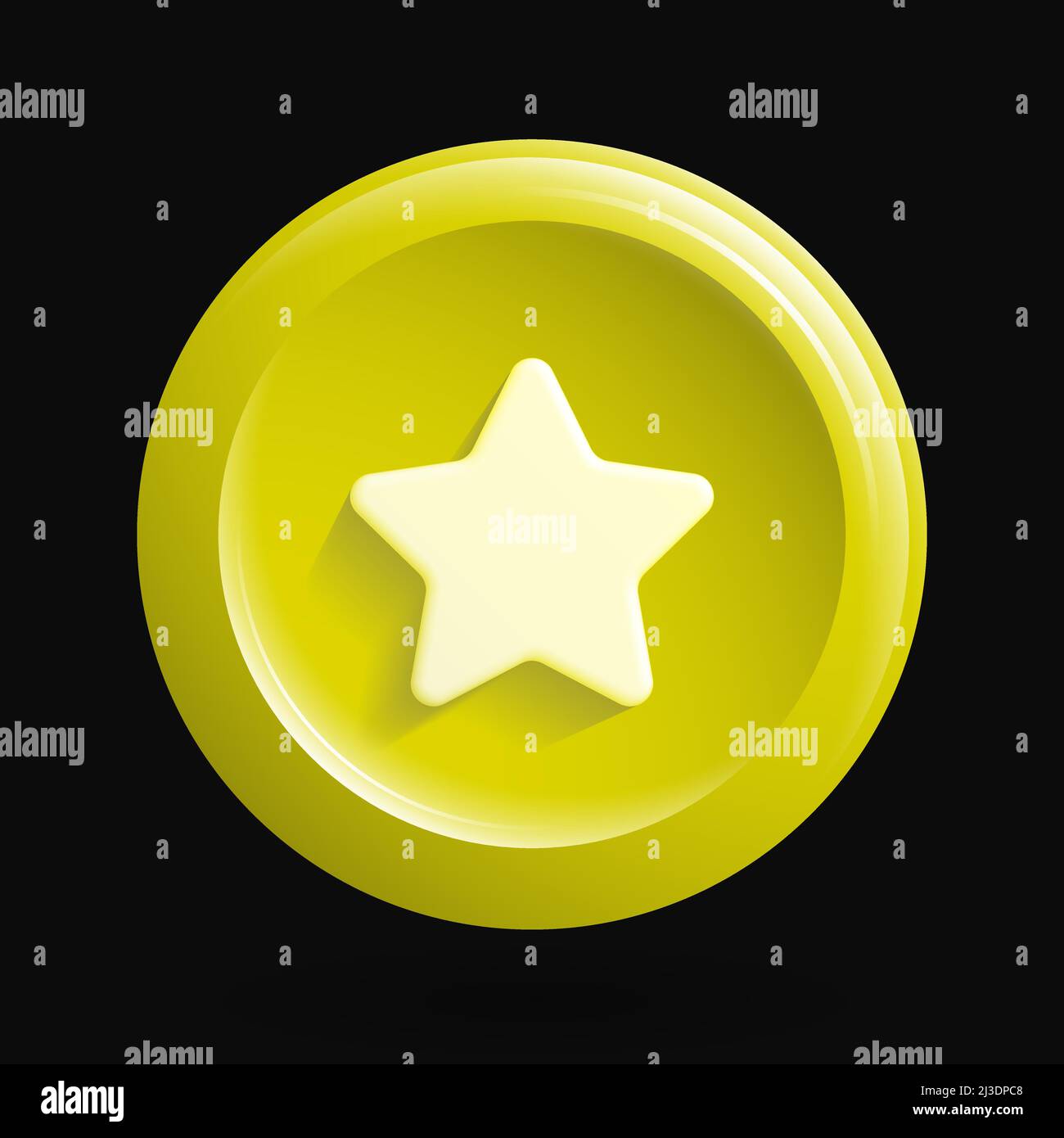Yellow Star Icon. 3D Round app button. Vector illustration Stock Vector ...