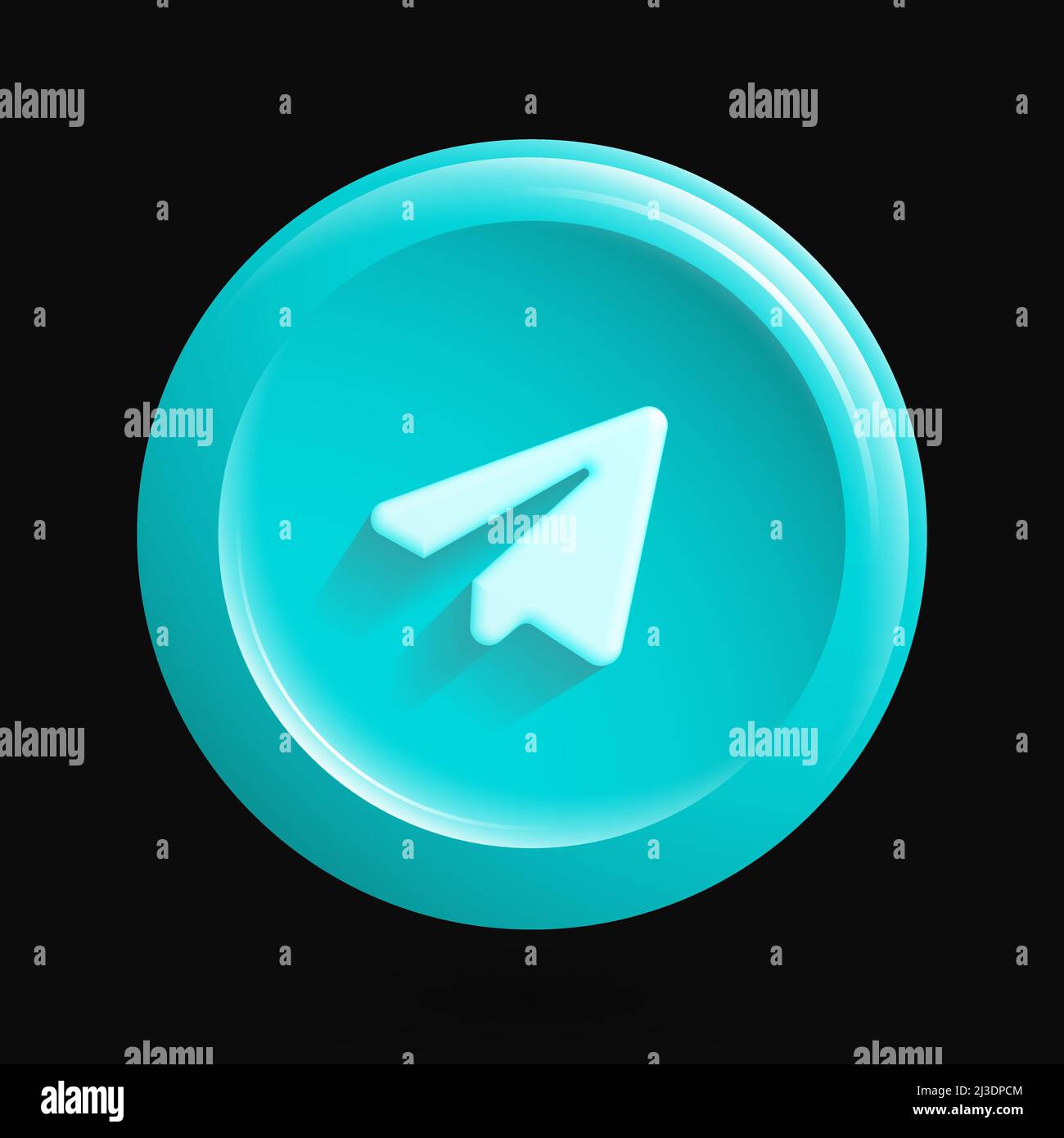 Blue Messaging App Icon. Paper airplane Isolated 3D Button. Vector ...