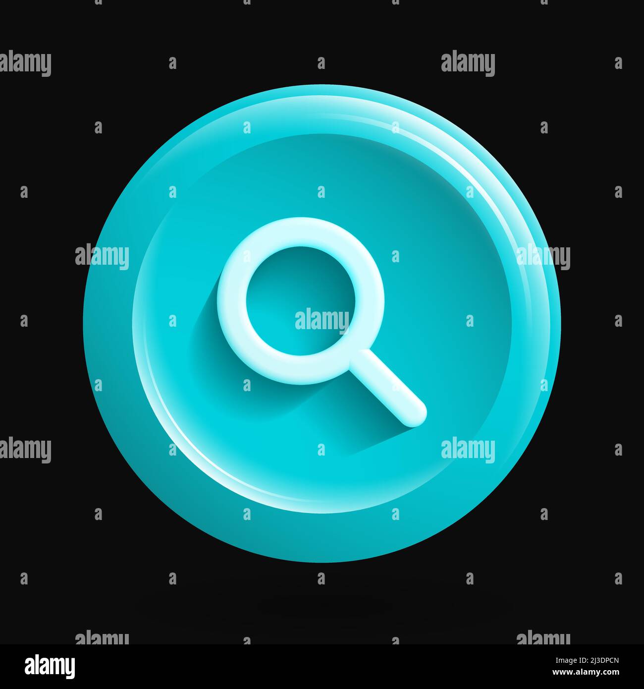 Blue Search Icon. Isolated 3D Magnifying glass Button. Vector ...