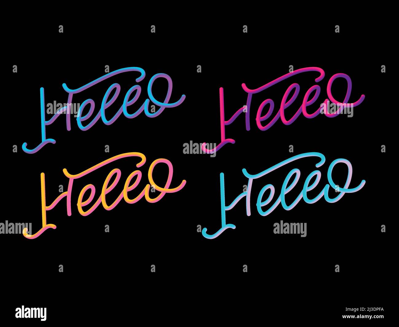 Hello in hand drawn style. Hello world. Lettering design concept. White ...