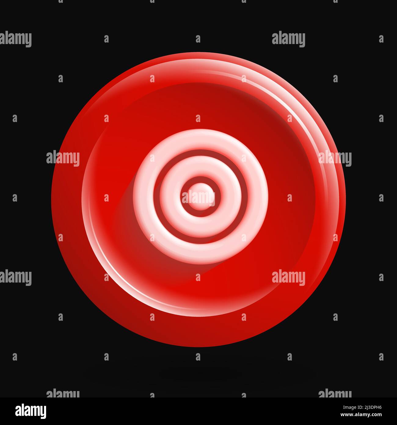Bright Red Target Icon. Isolated Round 3D Button. Vector illustration ...
