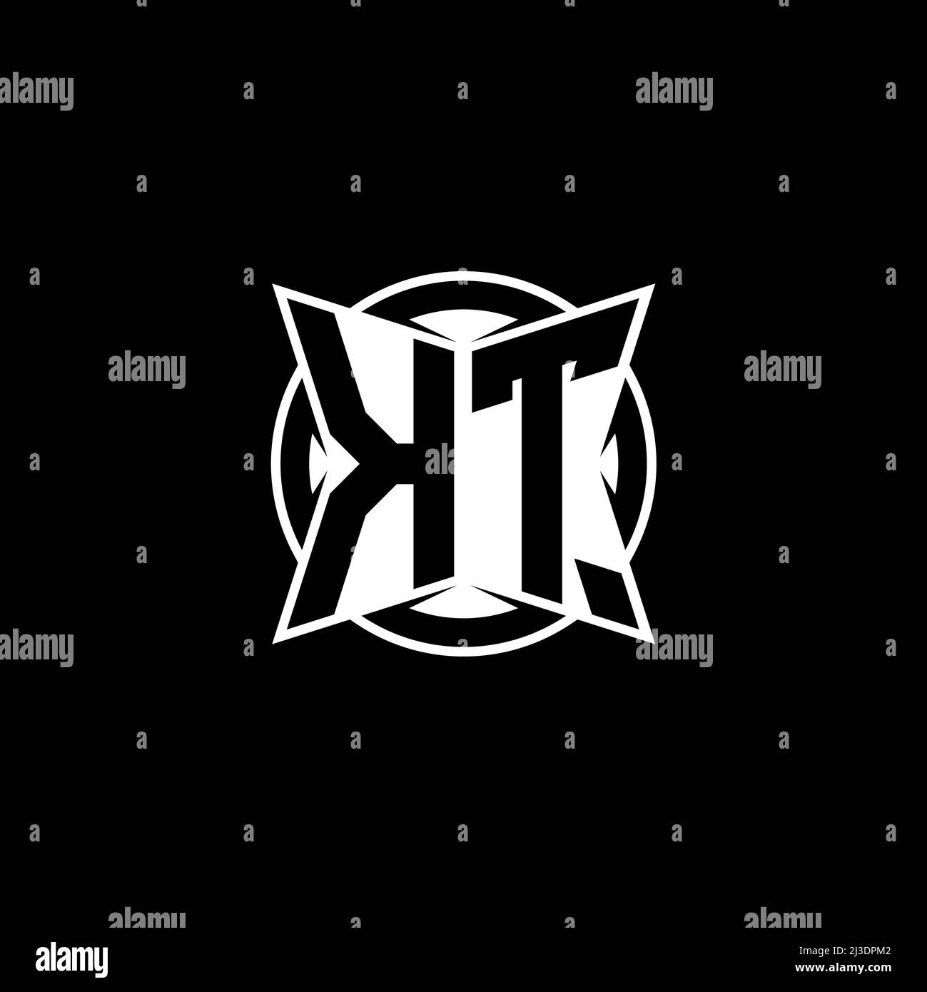 KT Monogram logo letter with simple modern shape style design. Circle ...